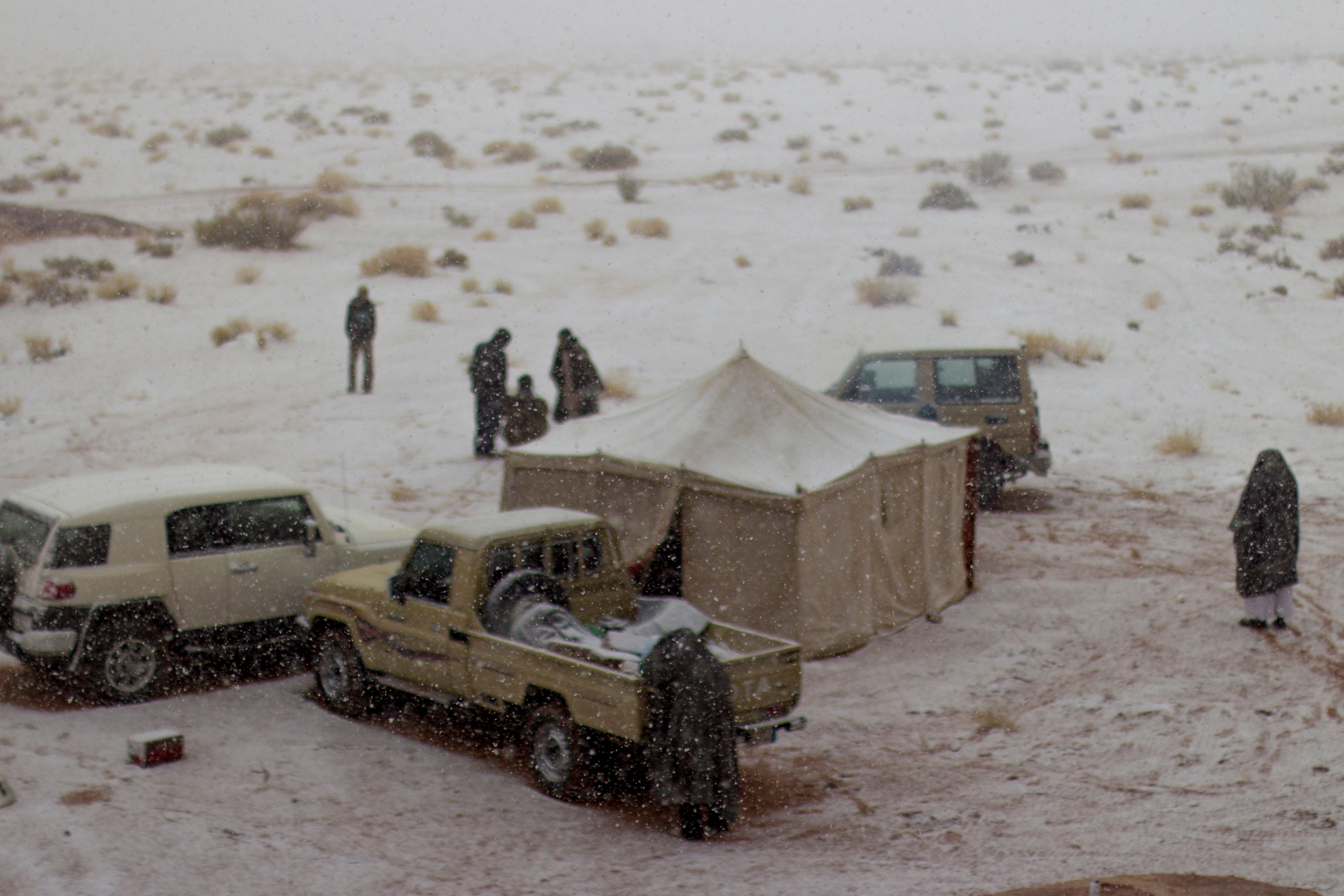 Saudi Arabia's Al-Nafūd Desert Transformed Into Wintry Scene as Rare ...