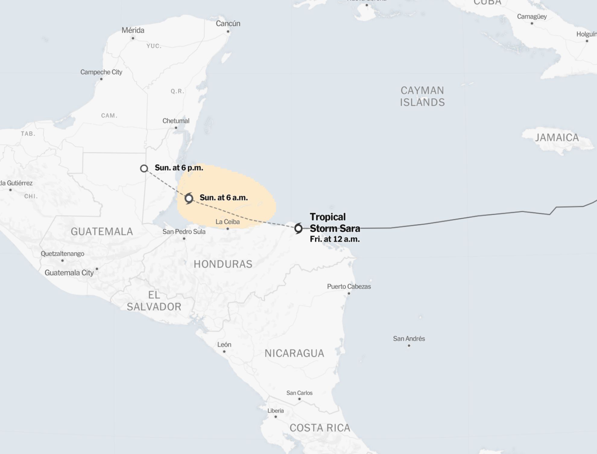 Tropical Storm Sara Forms in the Caribbean Sea Overnight, Slamming Into ...